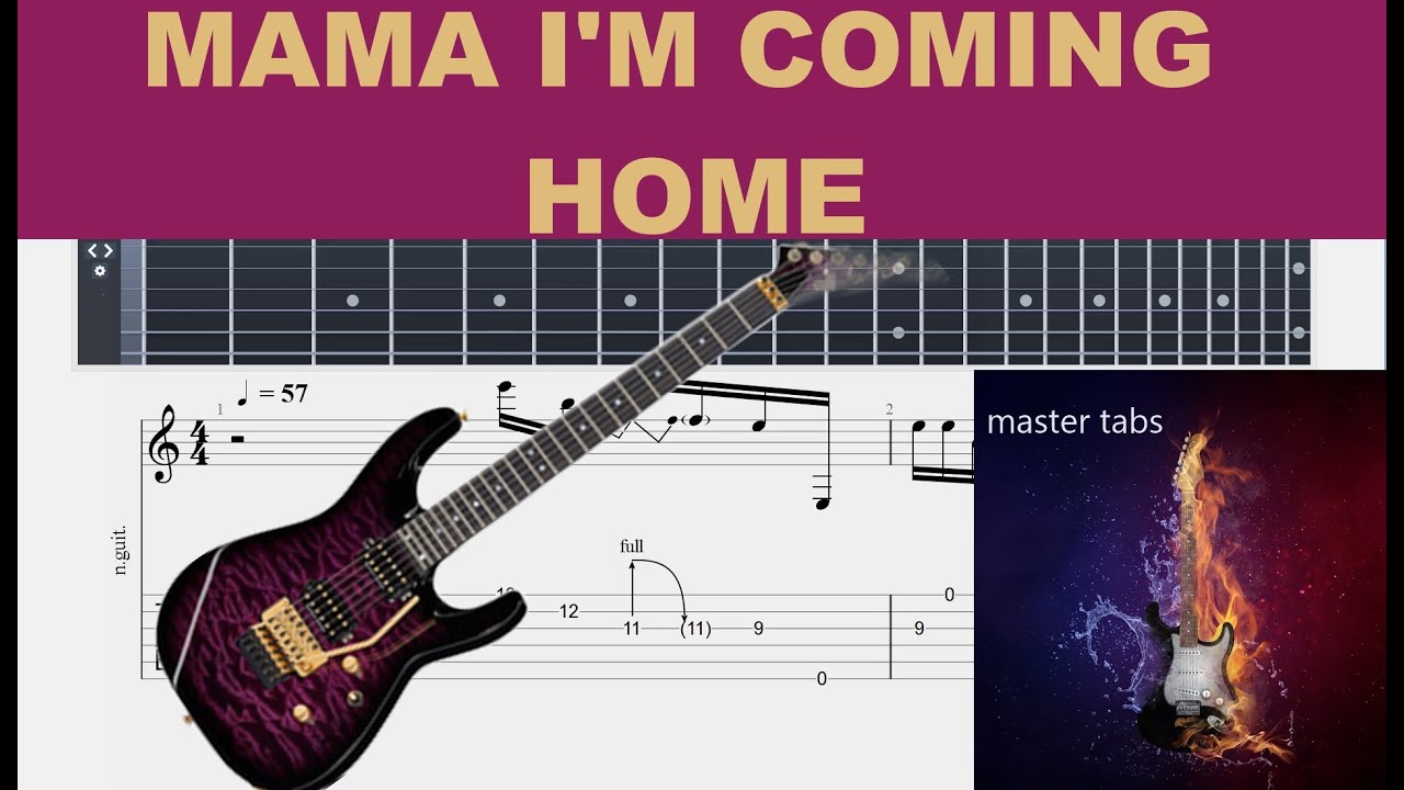 MAMA I'M COMING HOME | OZZY OSBOURNE |Guitar Tab| #Mastertabs# ...