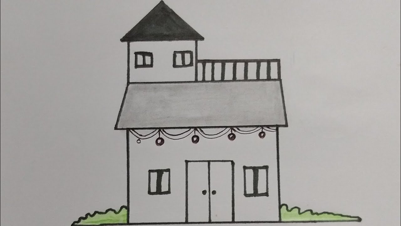 house drawing ll How to draw a sweet home drawing easy ll home drawing ...