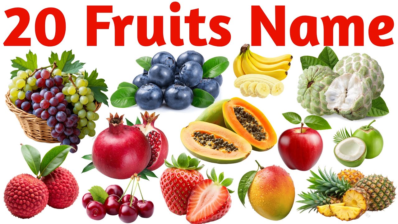फलो के नाम सीखें | 20 Fruits Name for Kids | Learn Fruit Names in ...