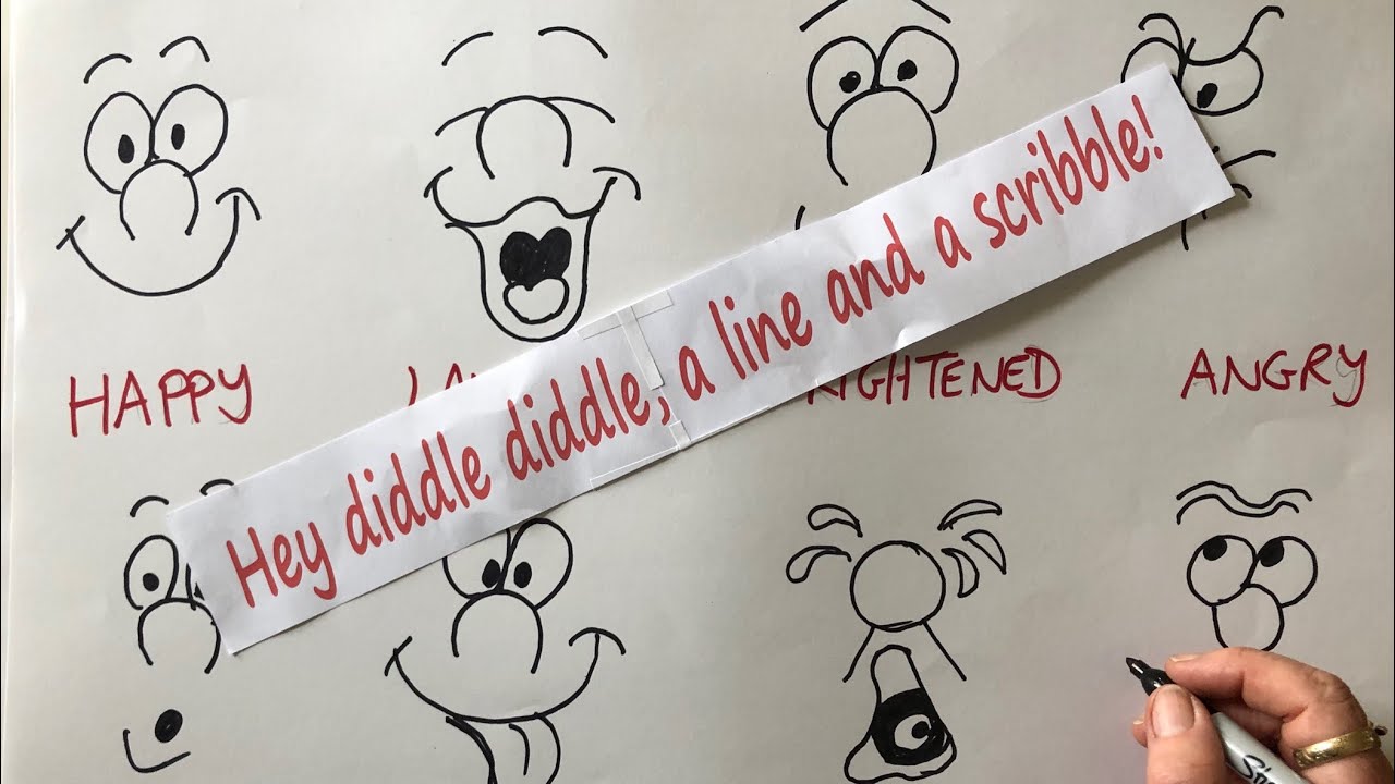 Hey diddle diddle, a line and a scribble - cartoon faces - YouTube