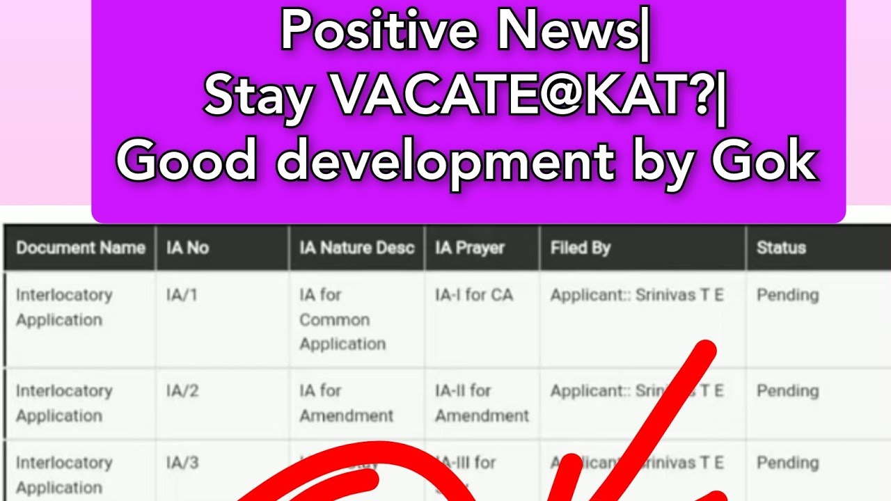 Positive News|Stay VACATE@KAT?|Good development|Gok - YouTube