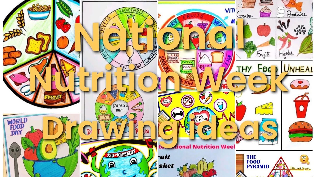 National Nutrition Week Drawing / Health Day Drawing /Balanced Diet ...