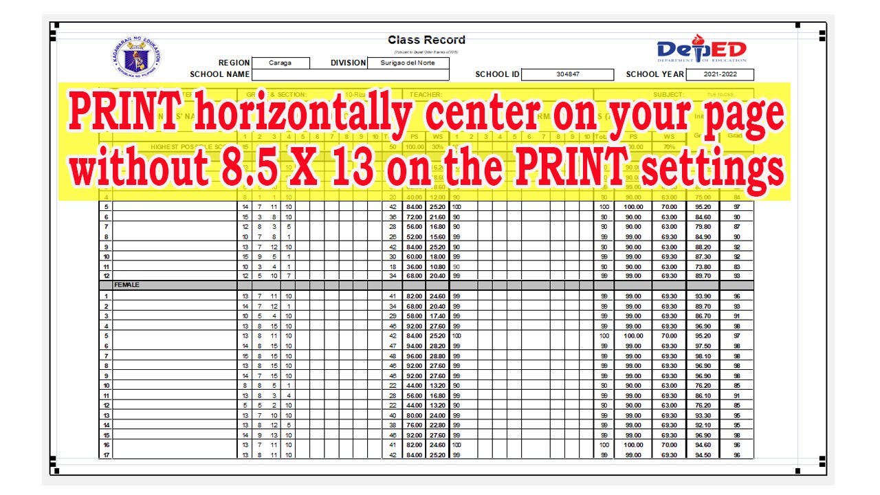How to print to the center on page if 8 5 x13 is hidden in print ...