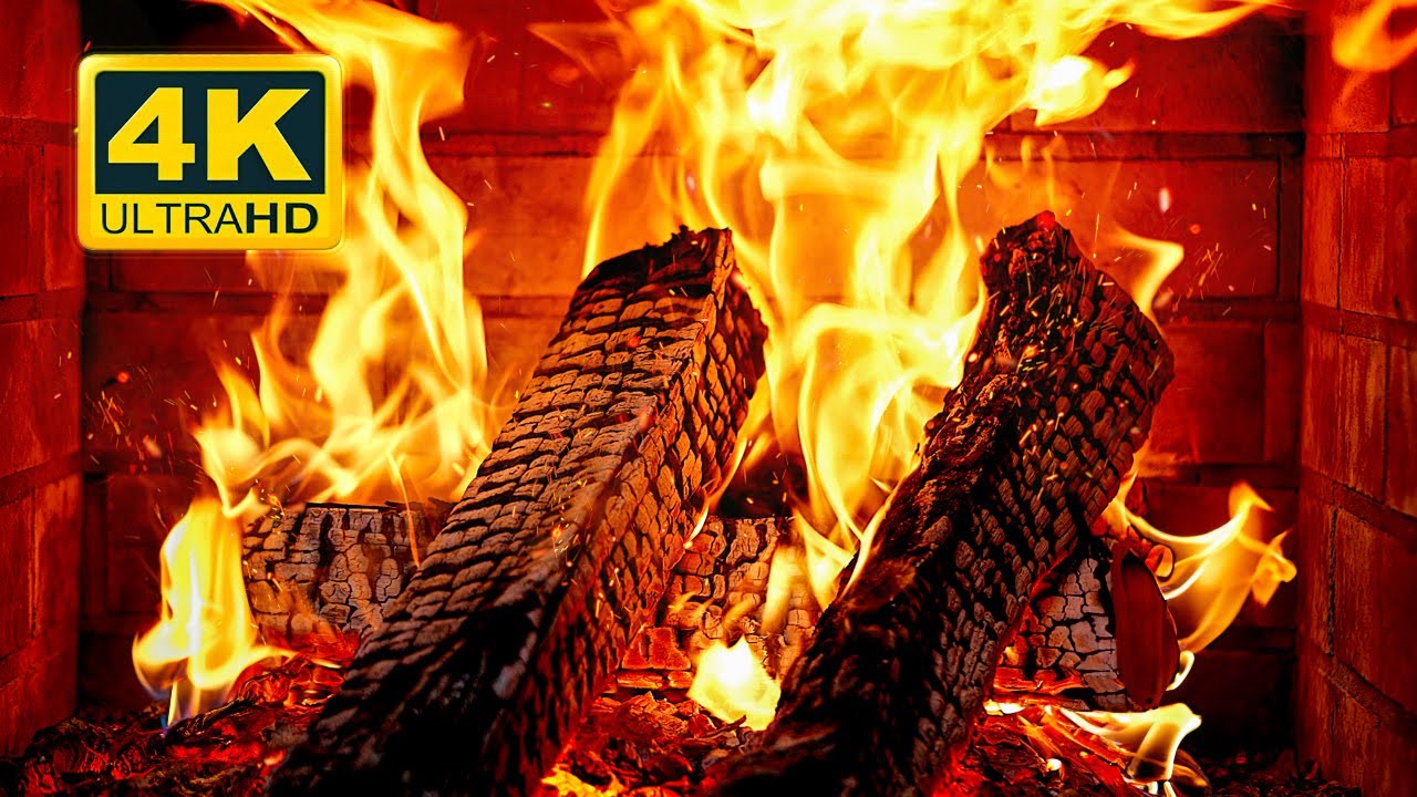 🔥 FIREPLACE Ultra HD 4K. Fireplace with Crackling Fire Sounds ...