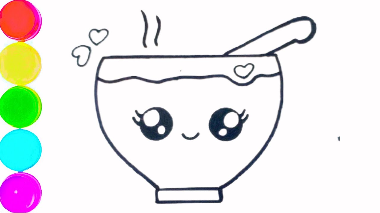 How to Draw a Cute Soup Bowl Simple & Easy for Kids - YouTube