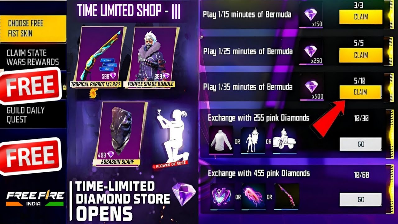 Free Fire Pink Diamond New Store Update 🔥 Ff New Event 🔥 Free Rewards ...