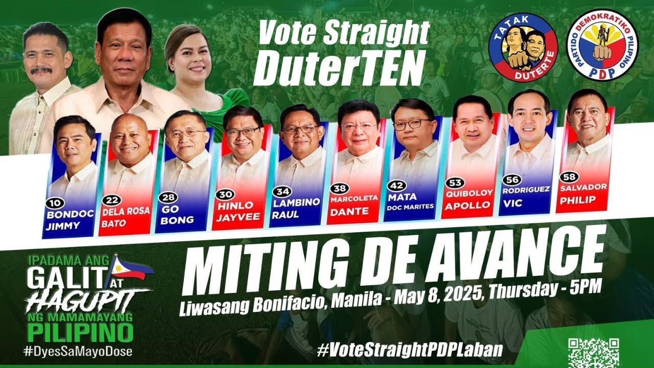 DUTERTEN SENATORIAL SLATE | LIWASANG BONIFACIO MANILA | VP SARA SPEECH ...