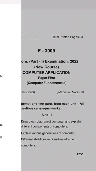 b.com 1st year computer application question paper 2022 #bcom #account ...