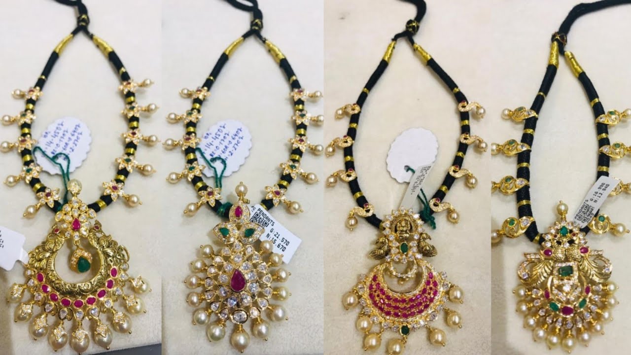 Gold black thread necklace with pendent |#dorinecklace |# ...