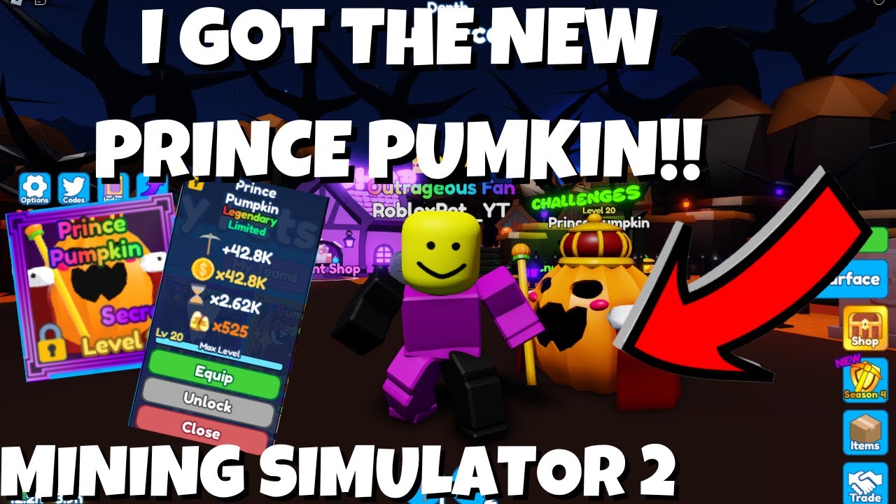 👑I GOT THE NEW PRINCE PUMPKIN!! 1 IN 1 MILLION!! | Mining Simulator 2 ...