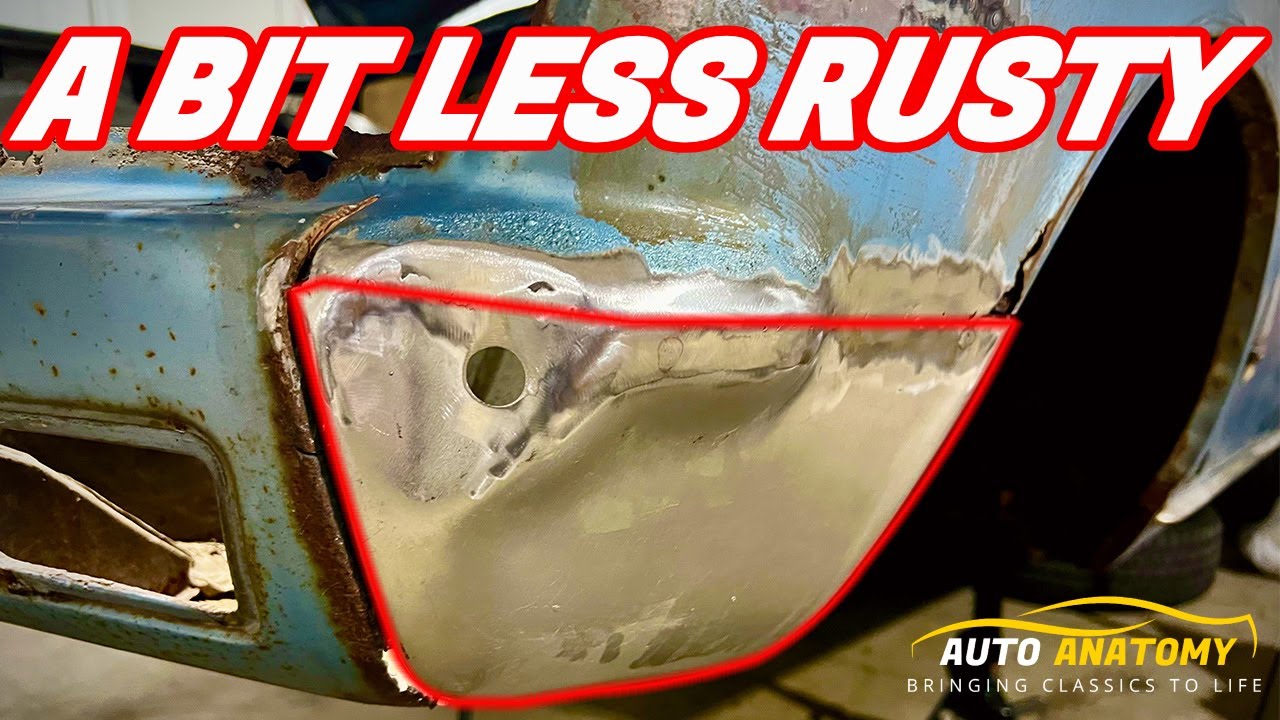 More rust on the FLOODED Corvair: Cutting out the fender corners ...