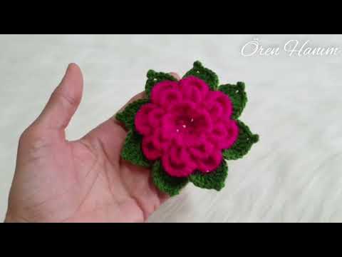 ✅ 10 Dakikada Ör  ✅ Örgü Yapraklı Çiçek Yapımı ✅ En Kolay Çiçek ✅ Easy Knit Flower