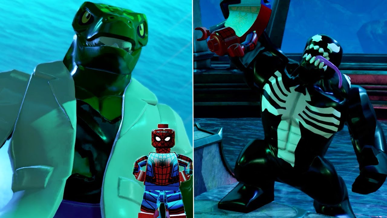 Big Fig Characters Lizard & Venom Hulk Smash Spider-Man in LEGO Marvel ...