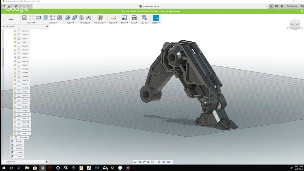 Fusion 360 Spider leg 4 - YouTube
