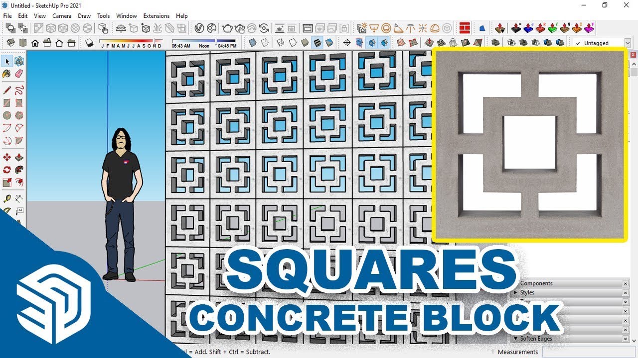 SketchUp | How to 3D Model Concrete Block Square - YouTube