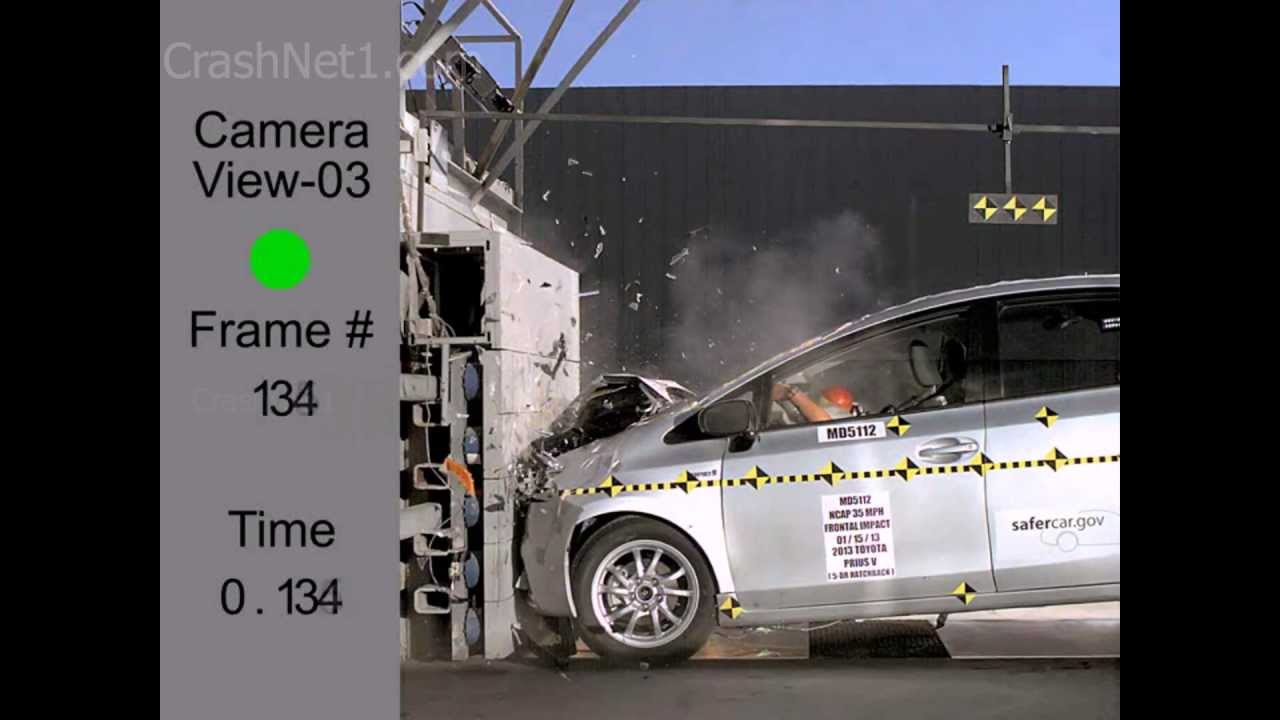 2013 Toyota Prius v | Frontal Crash Test by NHTSA | CrashNet1 - YouTube