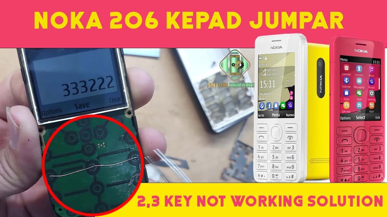 Nokia 206 keypad 1,2,3 Key not Working Jumper solution Fixed 100%OK # ...