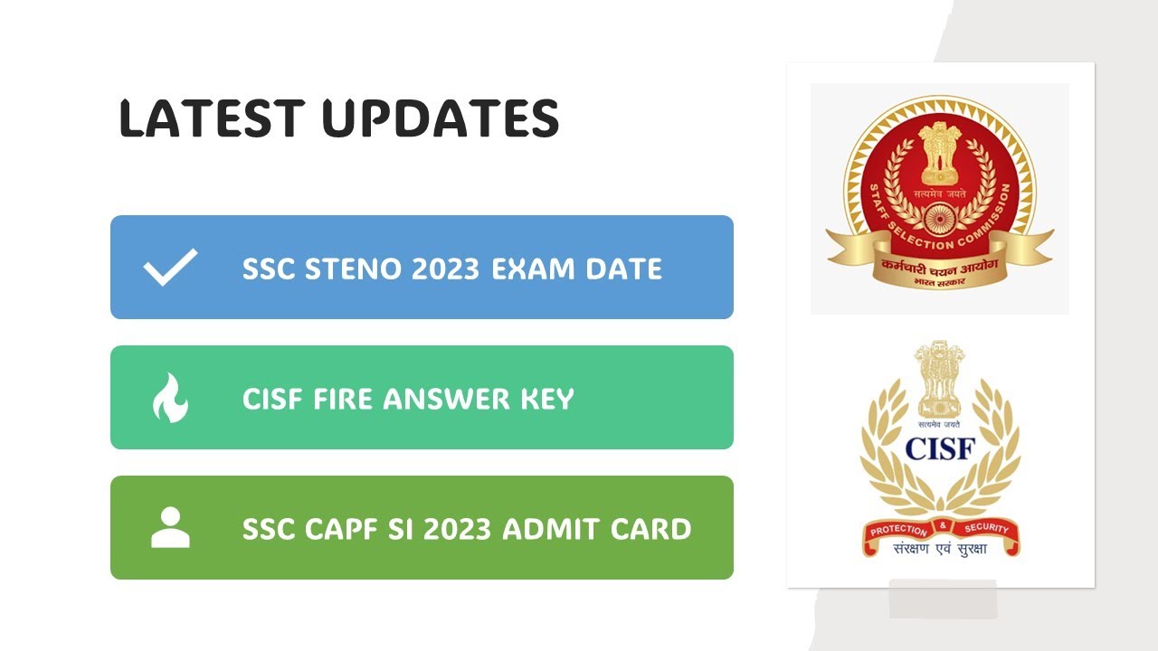 LATEST UPDATES - SSC STENO, CAPF SI & CISF FIRE | IN TAMIL - YouTube