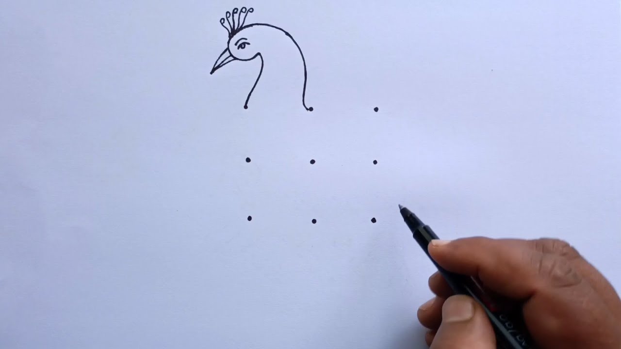 How To Draw Peacock With 3x3 Dots | Peacock Drawing Easy | Peacock ...