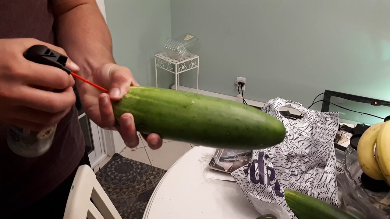 Popping a cucumber with compressed air - YouTube