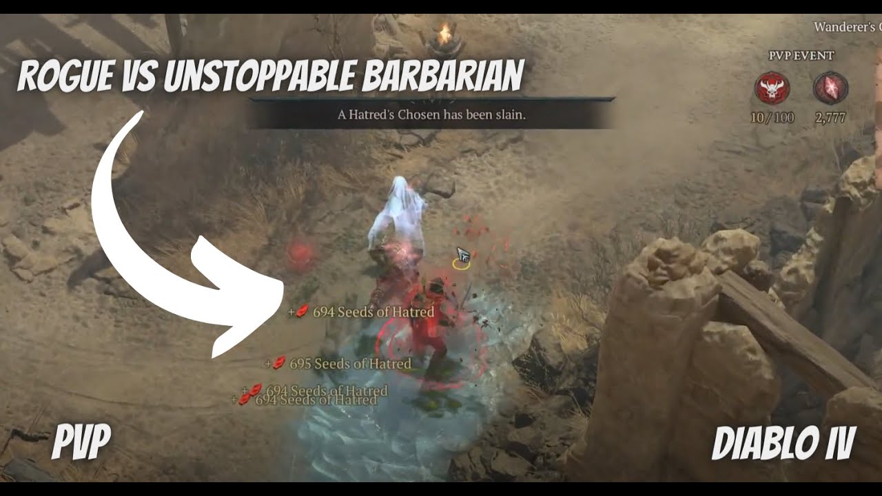 DIABLO 4 - Rogue destroys unstoppable Barbarian - Hatred's Chosen - YouTube