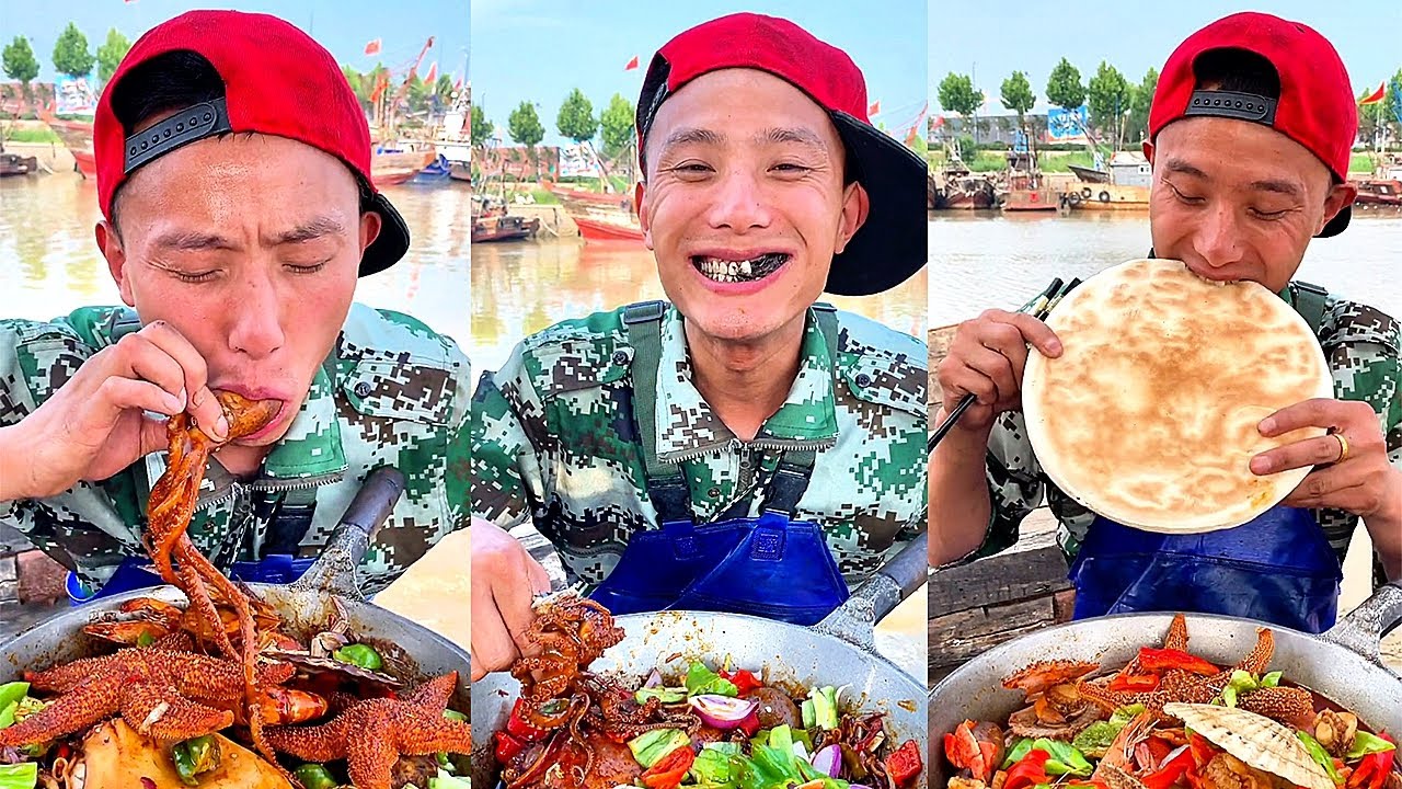 Fishermen eating seafood dinners are too delicious - YouTube