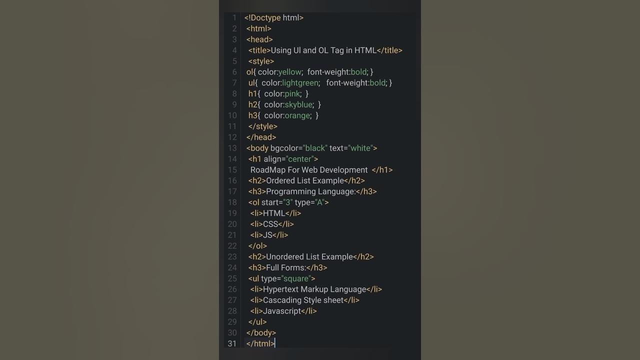 Ordered list and unordered list in HTML #orderedlist #html5 #beginners - YouTube
