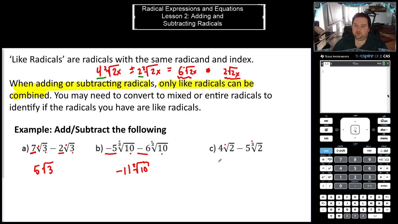 Lesson 2: Adding and Subtracting Radicals - YouTube
