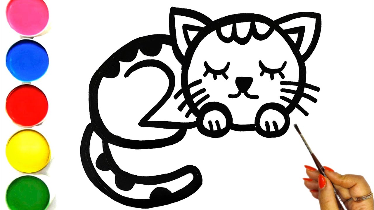 How to Draw a Cat for Kids | Easy Cat Drawing From 200 Number - YouTube