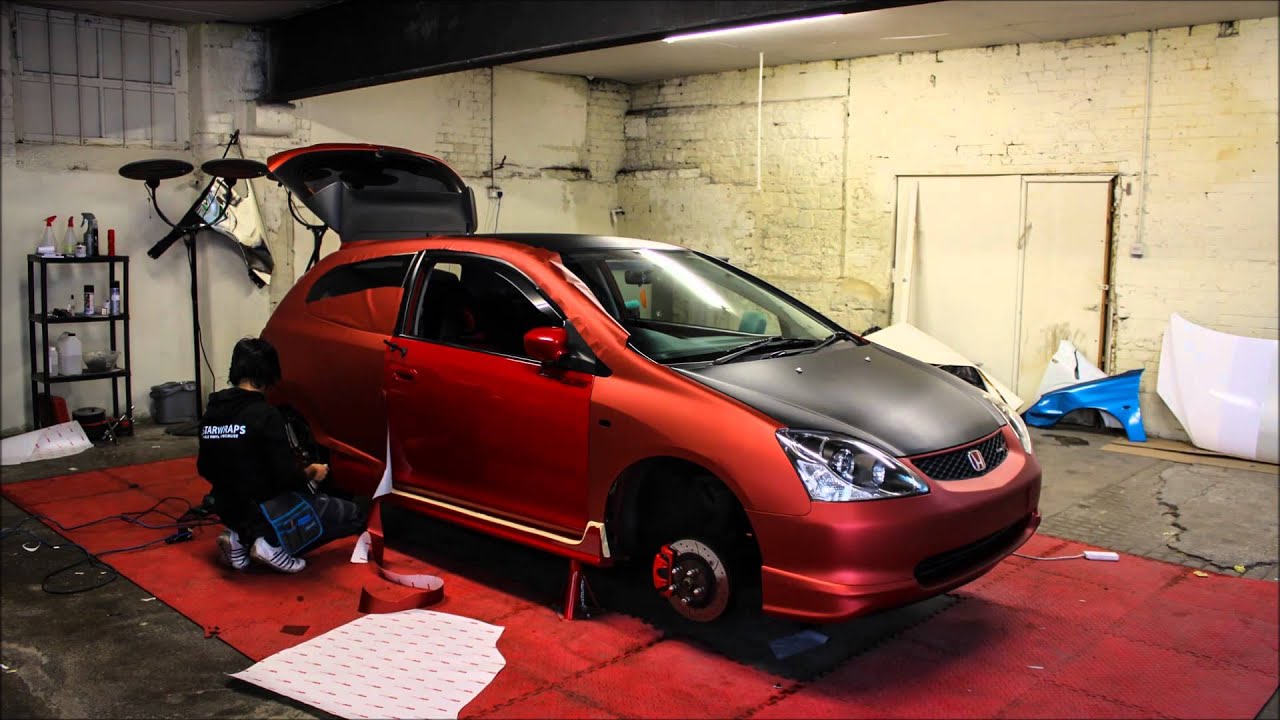 Honda Civic Type R Arlon Red Aluminium Wrap GSTARWRAPS - YouTube