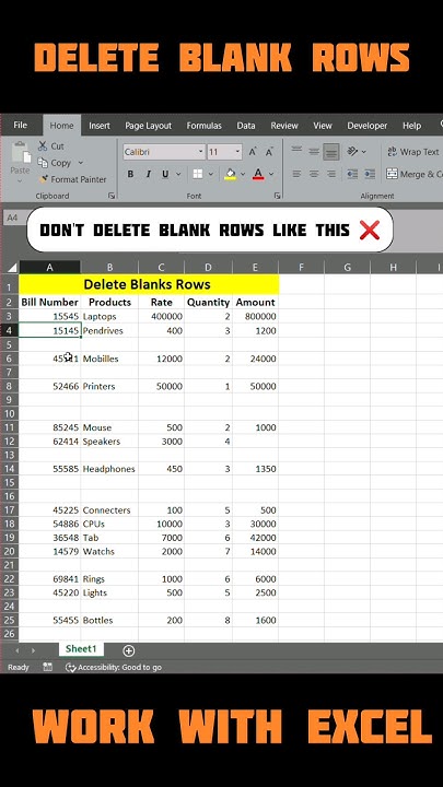 How To Delete Blank Rows Shorts Short Excel Tips Delete Viralvideo Exceltutorial