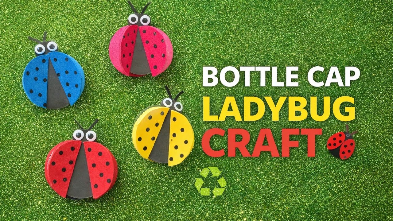 Don't throw away the beverage bottle caps, make a cute ladybug tumbler ...