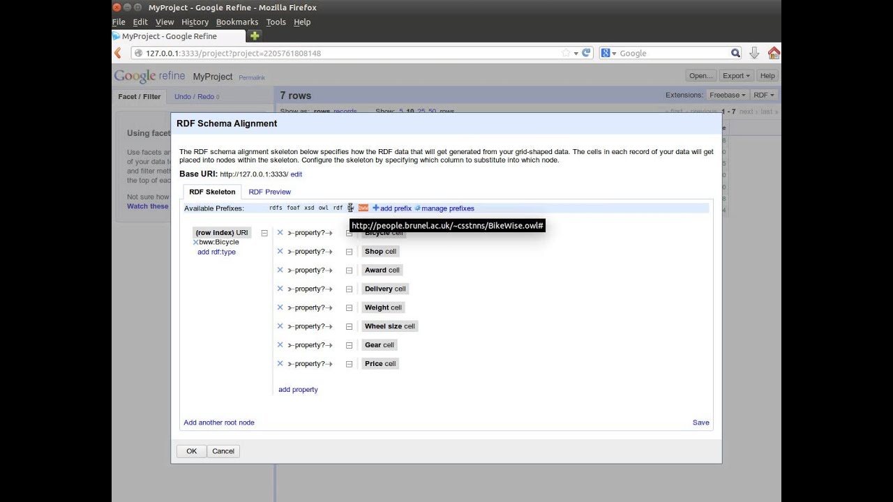 Google Refine with RDF extension: From Table to RDF - YouTube