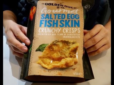 Trying Golden Duck Gourmet Salted Egg Fish Skin (ASMR)| Tingo's Cookery ...