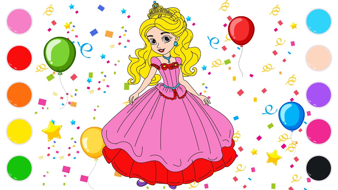 How To Draw Prencess | Step By Step Prencess Draw & Color | Coloring ...