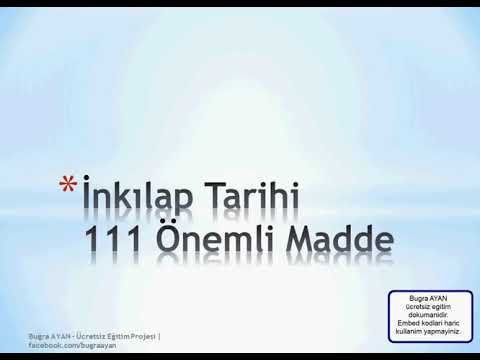 10 dakikada tarihin 111 püf noktası (İnkılap tarihi)-önemli bilgiler