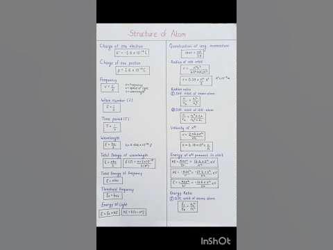Structure of Atom Class 11 All Formulas Short Notes - YouTube
