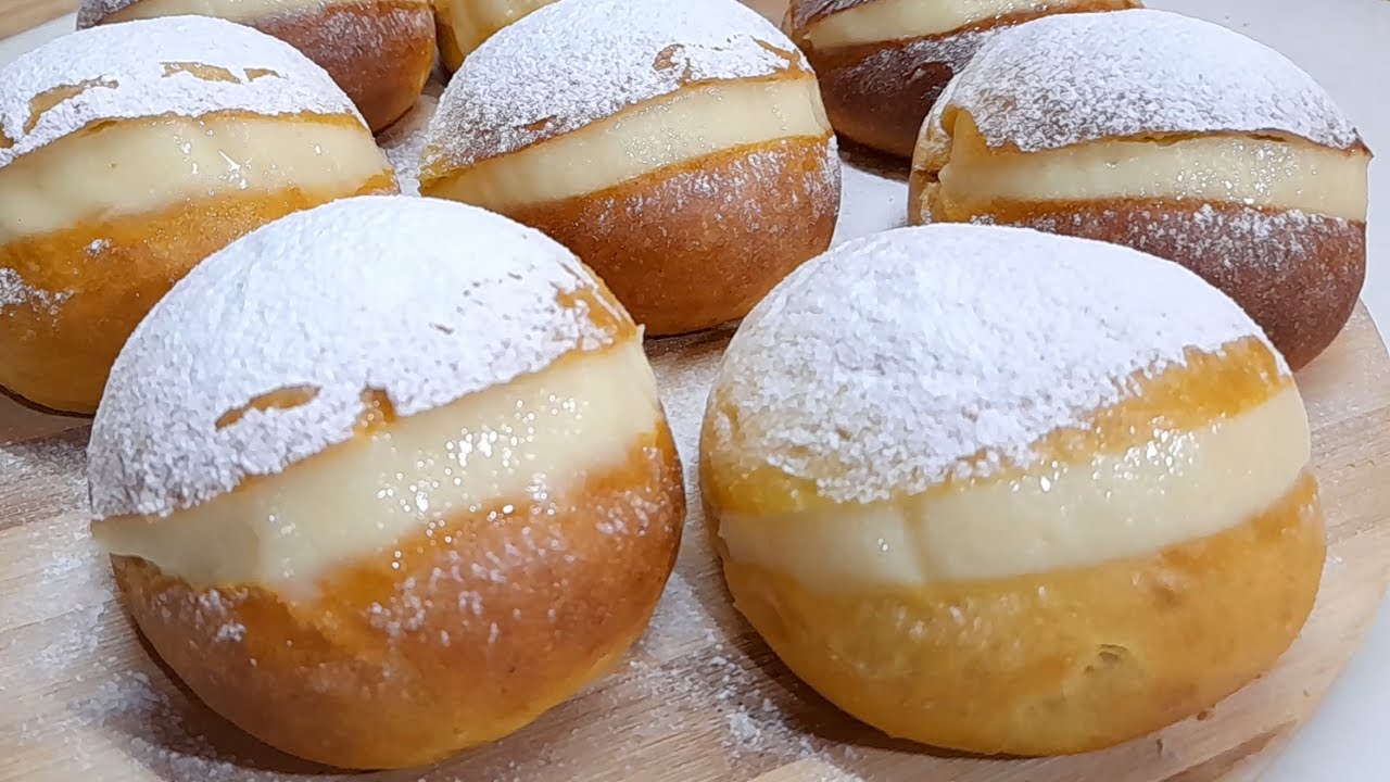 Sin Freir. Berlines Horneados con Crema Pastelera - YouTube