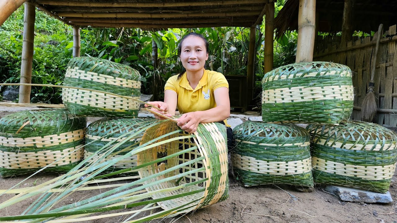 FULL VIDEO: Bamboo basket weaving process | Harvest gac fruit, forest ...