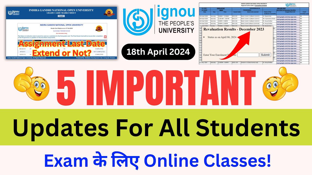 IGNOU Released 5 Important Updates For All Students | Online Classes ...