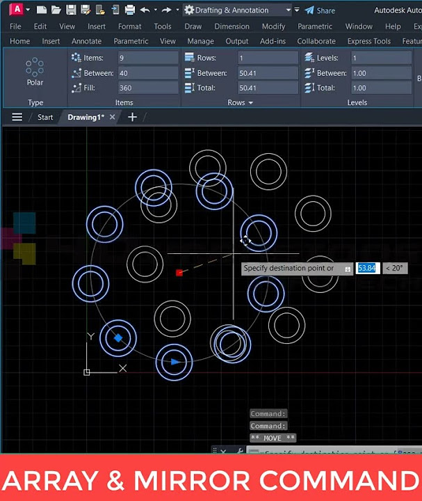 Array Command In Autocad Step By Step Guide For Rectangular Polar 3264
