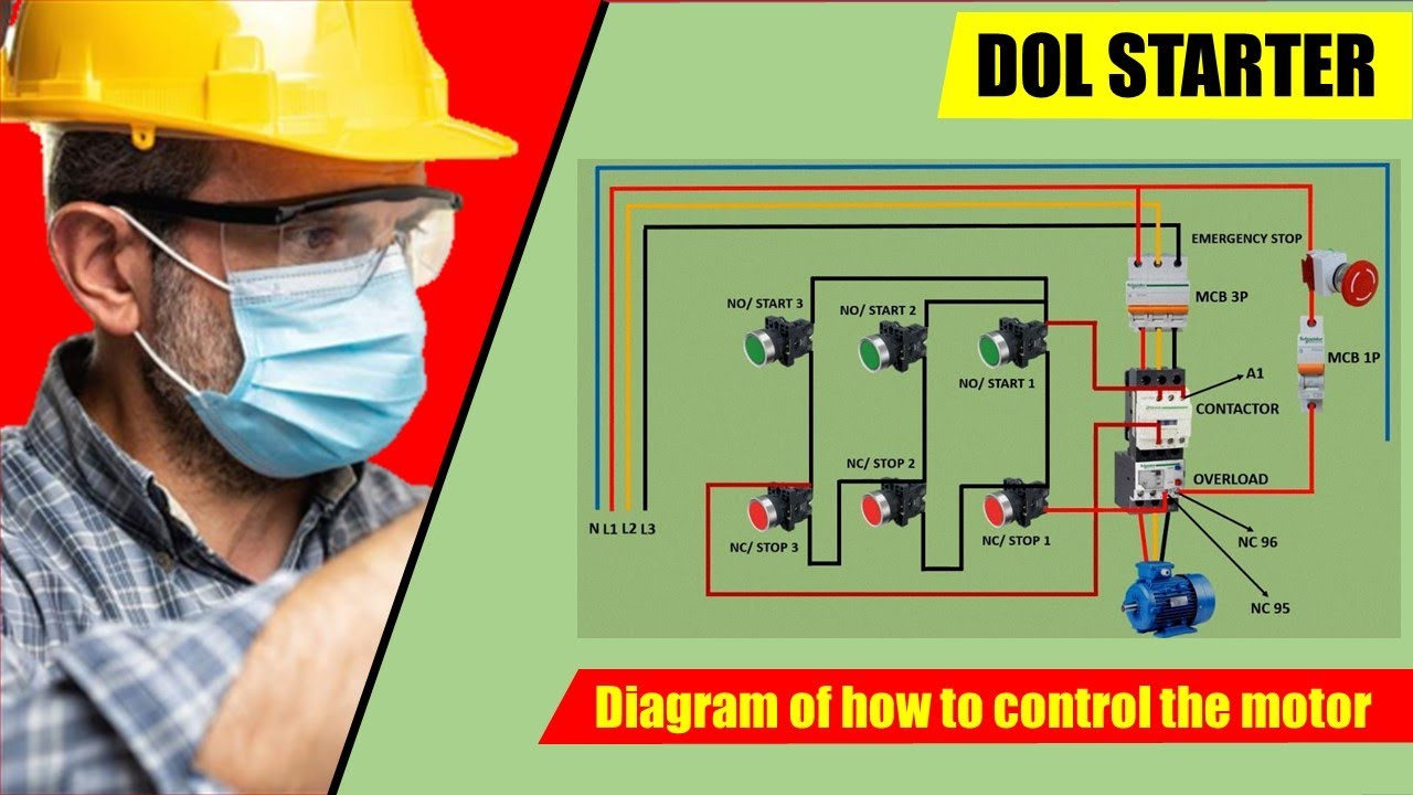 DOL STARTER CONTROL FROM TWO DIFFERENTS PLACES | dol starter connection ...