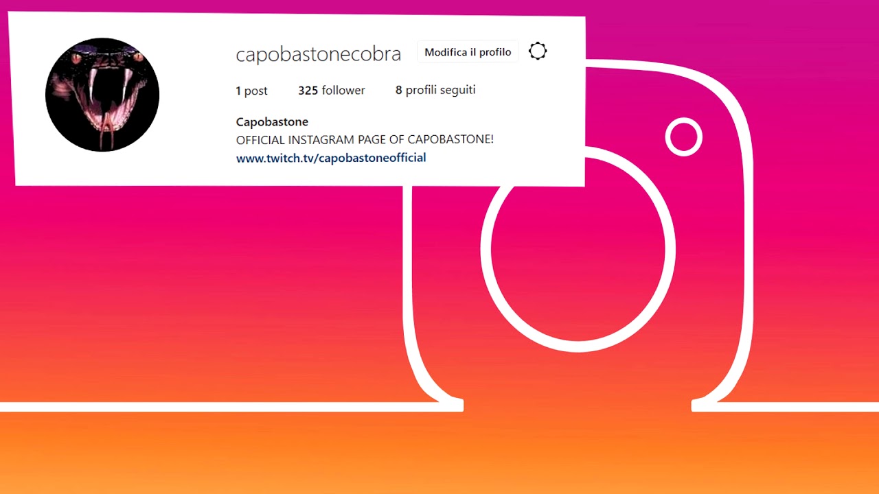 SONO DI NUOVO SU INSTAGRAM: CAPOBASTONECOBRA - YouTube