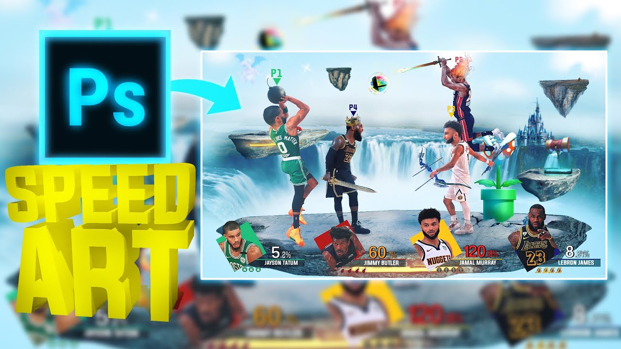 NBA Meets Smash Bros. 💣 | Photoshop Speed Art | Sports Design | Cal So ...