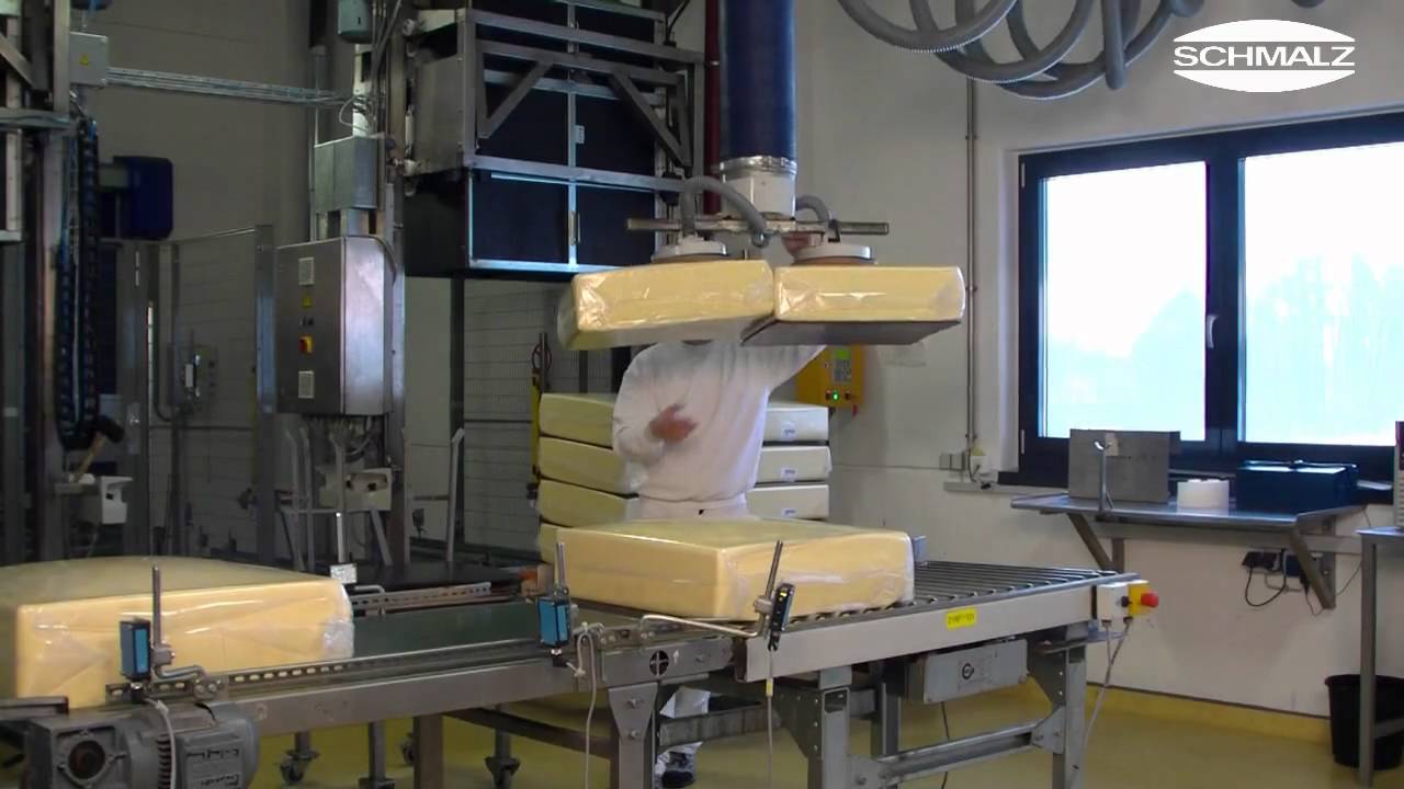 Vacuum Tube Lifter - Handling of packed cheese cubes in the food ...