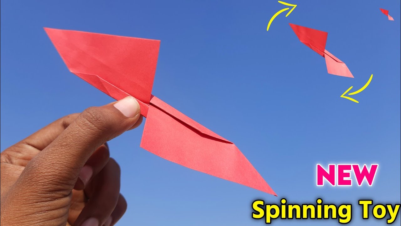 how to make paper spinning toy , origami paper flying toy , paper toy ...
