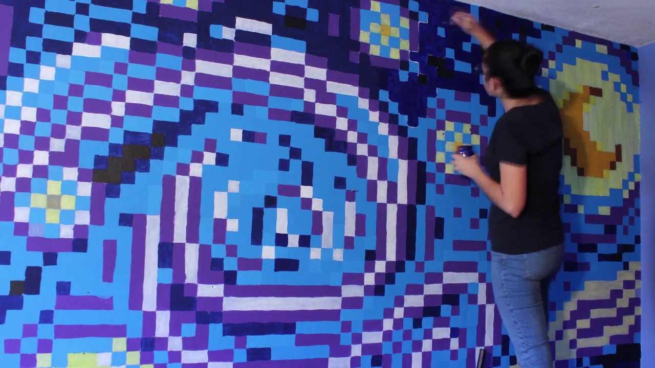 Timelapse Mural Pixel -- Starry Night Van Gogh - YouTube