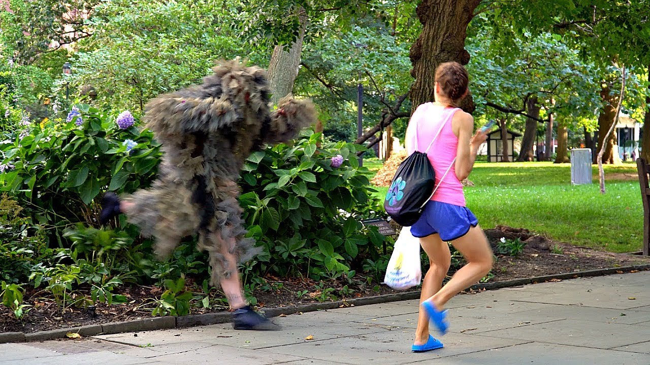 Jumping Bush Man in Public - YouTube