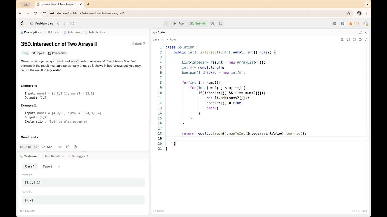 350. Intersection of Two Arrays II - YouTube