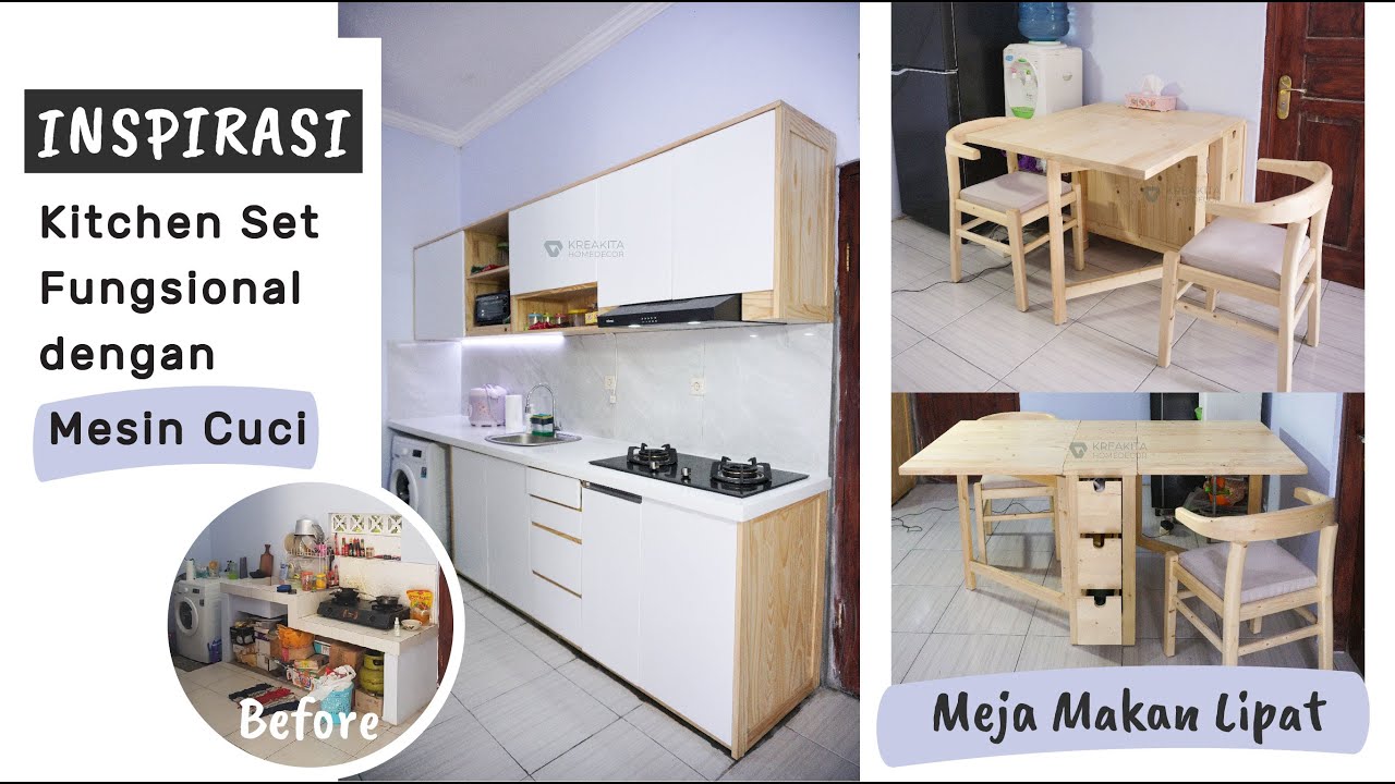 Inspirasi Kitchen Set Fungsional dengan Mesin Cuci & Meja Makan Lipat ...